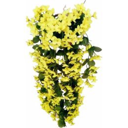 Minkurow - 4 Blütenblätter zum Aufhängen, künstliche Blumen, künstliche Glyzinien-Hängeblumen für Hochzeit, Heimdekoration (Gelb)
