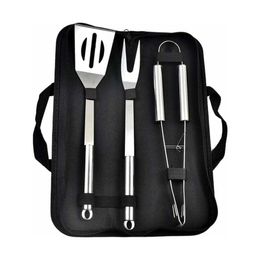 Grillwerkzeug-Set, 3-teiliges Grillzubehör aus Edelstahl, Spatel, Zange, Gabel, professionelles Grillset, ideales Weihnachtsgeschenk für Männer