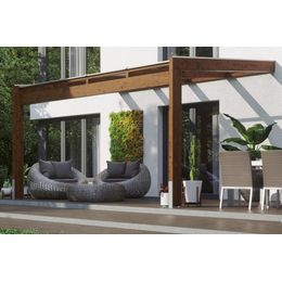 Skan Holz Terrassendach SKANHOLZ "Novara" Terrassenüberdachungen Gr. B/H/T: 450 cm x 280 cm x 309 cm, farbig lasiert, braun (nussbaum) Überdachungen