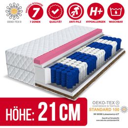 Matratze 120x200 Taschenfederkern Visco Memory Kokos 7 Zonen kari 21cm H3 Bett