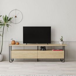 Cornea Moderner TV-Schrank mit Aufbewahrungsschrank 150cm - Eiche - Eiche - Decortie