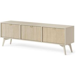 Emporius - TV-Schrank wood - TV-Tisch, TV-Lowboard - Modern Design - Gold Aluminium Griffen - Beige - Beige