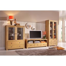 Wohnwand Home Affaire "Gotland" Kastenmöbel-Sets beige (natur) Wohnwände bestehend aus 1 Highboard, TV-Lowboard und Vitrine