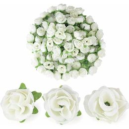 Lycxames - 100 Stücke 3cm Künstliche Blütenköpfe Rosenköpfe blumen Seide Klein deko für Hochzeit Feste Partei Haus diy Basteln---weiß