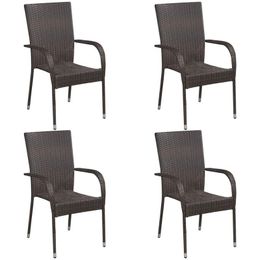 MAISONCHIC Stapelbare 4 Stk.Gartenstühle Relax-Sessel,Gartenmöbel Poly Rattan Braun -97924
