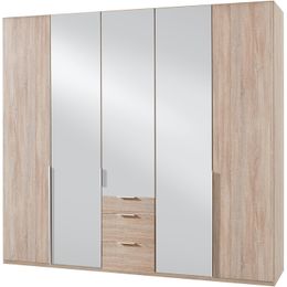 Kleiderschrank wimex "New York" Schränke Gr. B/H/T: 225 cm x 236 cm x 58 cm, 5 St., braun (struktureichefarben hell, spiegel) Kleiderschränke mit Spiegeltür