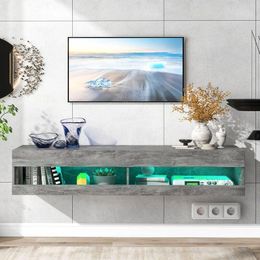 Okwish - led TV-Schrank , TV-Lowboard in Hochglanz Weiß mit LED-Beleuchtung, hochwertiges TV-Board mit viel Stauraum für Ihr Wohnzimmer