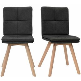 Miliboo - 2er-Set Stühle skandinavisch grauer Stoff mit hellen Holzbeinen thea - Dunkelgrau