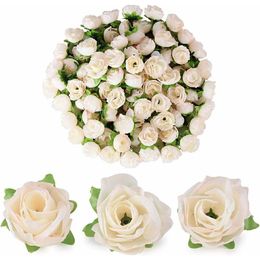 Minkurow - 100 Stück 3 cm Künstliche Rose Blumenkopf Gefälschte Künstliche Pflanze Dekoration Für Zuhause Hochzeitsfeier, Hautfarbe