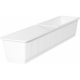 Balkonkasten standard Weiß mit Holzstruktur 80 cm - Kunststoff - Geli