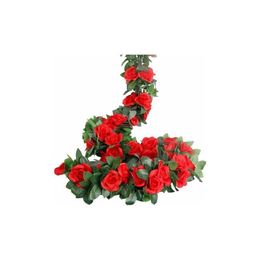 Rosengirlande, Künstliche Rosenranken, 4 Stück, Kunstseide, Blumengirlanden für Haus, Büro, Bogen und Gartendeko Rot