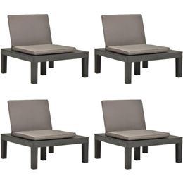 MAISONCHIC Relax-Sessel,Gartenmöbel,Gartenstühle mit Auflagen 4 Stk. Kunststoff Anthrazit -82978