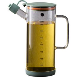 Olivenölspender, Glasflasche, Menagedeckel und Essigflaschen für die Küche, Kochbehälter-Set, grün