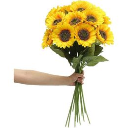 Amirror Smart Ug - stücke Künstliche Sonnenblumen Blumen Langstiel Seide Gefälschte Sonnenblumen Dekoration Für Zuhause Im Freien Hochzeit