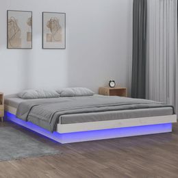 Massivholzbett mit LEDs Weiß 150x200 cm vidaXL31675