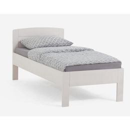 Massivholz Einzelbett Komfortbett Seniorenbett 430.03, Buche weiß lackiert Größe 90x210 cm - Dico