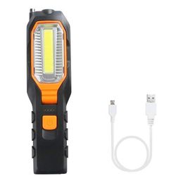 Wiederaufladbare LED-Arbeitsleuchte, 6-in-1 tragbare Taschenlampe, 4 Modi, 360 lm Arbeitsleuchte, Notfall-Inspektionslampe mit Haken, Magnetplatte