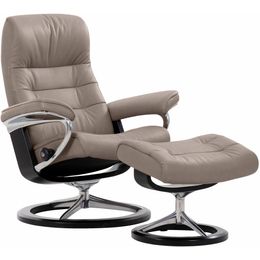 Hocker stressless "Opal" Gr. B/H/T: 54 cm x 41 cm x 40 cm, Leder BATICK, Signature Base Wenge, braun (mole) stressless