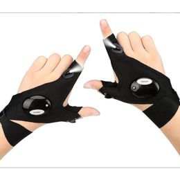 Lycxames - Paar 2 LED-Taschenlampen-Handschuhe, Outdoor-Angelhandschuhe und Schraubendreher für Reparaturen und Arbeiten an dunklen Orten,