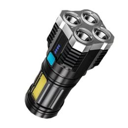 Lycxames - LED-Taschenlampe, multifunktional, starkes Seitenlicht, Außenleuchte, Haushalt, tragbare USB-wiederaufladbare Taschenlampe, neue