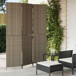 Paravent 3-tlg. Grau Poly Rattan Vidaxl Grau