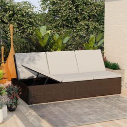 Sonnenliege,Liegestuhl,Gartenliege mit Auflage Poly Rattan Braun VEIN805234 MAISONCHIC