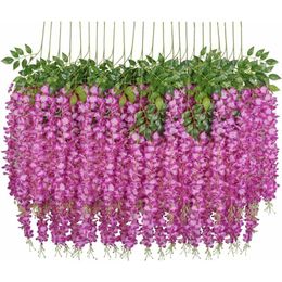 Minkurow - Künstliche Blumen, 24 Stück künstliche gefälschte Glyzinienranken hängende Seidenblumen für Zuhause, Hochzeit, Party, Dekoration (24