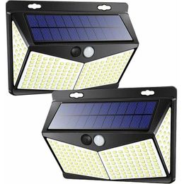 Solarleuchte 208 led Bewegungsmelder Wasserdicht Outdoor Garten Wandleuchte 270° 3 Modi 2St