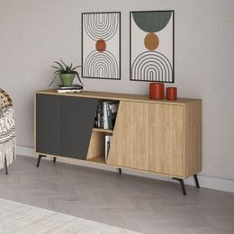 Sideboard mit Türen in Eiche und Anthrazit 180 cm - Fiona