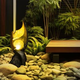 Globo Led Flamme Solar Garten Dekoration Solarlampe mit Flammeneffekt Solarlampen für Außen, gold braune Skulptur mit bezauberndem Lichteffekt, 1x led