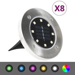LONGZIMING - Solar-Bodenleuchten 8 Stk. LED-Leuchtmittel rgb Farbe