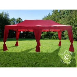 Dancover Faltzelt Faltpavillon Wasserdicht FleXtents pro 3x6m Rot, mit 6 Gardinen - Rot