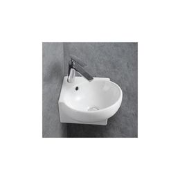 Bernstein Eckwaschbecken Wandwaschbecken KW198A aus Keramik für Gäste-WC - 39,5 x 36,5 x 14 cm - Weiß glänzend Mit Blende Weiß glänzend