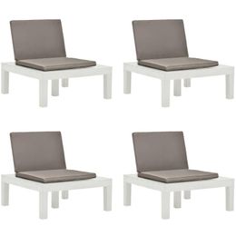 MAISONCHIC - Relax-Sessel,Gartenmöbel,Gartenstühle mit Auflagen 4 Stk. Kunststoff Weiß -57113