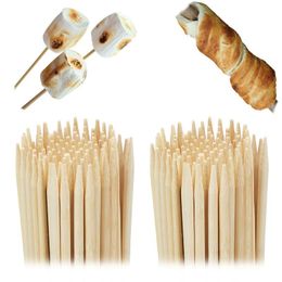 Relaxdays - Grillspieße aus Bambus, 200er Set, für Marshmallows u. Stockbrot, Lagerfeuer, universal, 90 cm lang, natur