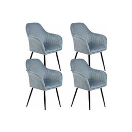 SAN MARCO Sessel mit hellblauem Samtbezug und schwarzen Eisenbeinen 4 Sessel