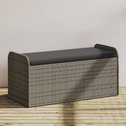 Sitzbank mit Stauraum & Kissen Grau 115x51x52 cm Poly Rattan Vidaxl Grau