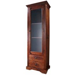 Massivmöbel24 Vitrine Akazie 65x44x191 nougat lackiert OXFORD 432