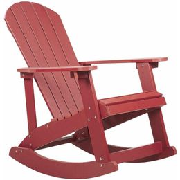 Beliani Garten Schaukelstuhl Rot Kunstholz Breite Armlehnen Muskoka Adirondack Stil Terrasse Outdoor - Rot