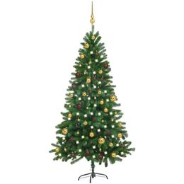 Künstlicher Weihnachtsbaum mit Beleuchtung & Kugeln 180 cm Grün vidaXL76482