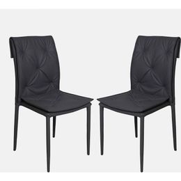 Dmora - Set mit 2 modernen Stühlen aus Kunstleder, für Esszimmer, Küche oder Wohnzimmer, cm 44x44h91, Sitzhöhe cm 53, graue Farbe