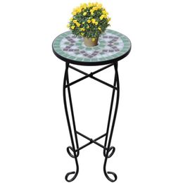 LONGZIMING Mosaik Beistelltisch Tisch Bistrotisch Blumenständer Grün