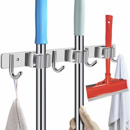 Edelstahl-Werkzeughalter – Besenhalter für die Wand, Gartengeräte, selbstklebender Besenhalter (mit Schrauben und Klebestreifen) – 3 Halterungen und