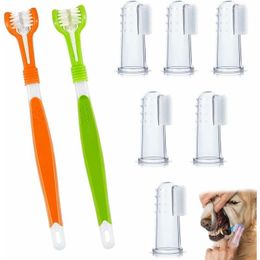 LONGZIMING Set mit 8 Haustier-Zahnbürsten-Set, weiche Silikon-Fingerzahnbürsten für Haustiere, Zahnbürste für Hunde und Katzen, verbessert die Mundhygiene