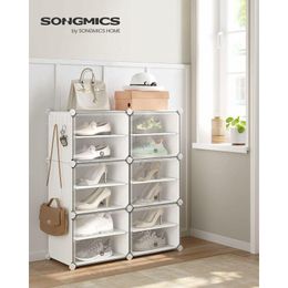 Songmics - Schuhregal mit 6 Fächern, Schuhschrank, 30 x 40 x 30 cm pro Fach, schmal, mit Türen, Stahlrahmen, Kunststoff, für Flur, Schlafzimmer,