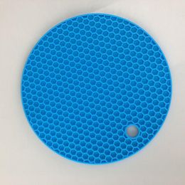 2 Stück Topf Untersetzer Silicone Trivet Mat Silikon Topflappen Spülmaschinenfest Hitzebeständigerung Rutschfest Wabenmuster--14cm,blau