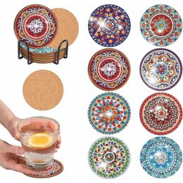 Diamond Painting Untersetzer Diamontpating Mandala diy 5D Diamant Malerei Maluntersetzer Boho Glasuntersetzern mit Untersetzer Halter Kork Coasters