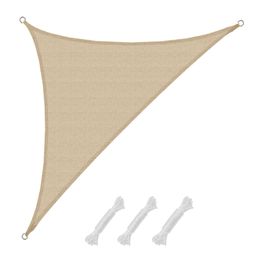 AMANKA UV Sonnensegel 3,6x3,6x5,1 HDPE Dreieck Rechtwinklig Sonnenschutz Garten Beige