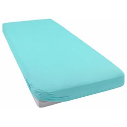 Spannbettlaken Jersey-Elasthan deluxe, bellana, Jersey-Elasthan, Gummizug: rundum, (1 Stück), für Standardmatratzen, Wasserbetten und Boxspringbetten, blau