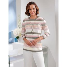 3/4 Arm-Pullover CLASSIC "Pullover" Gr. 54, rosa (rosé, ecru, gemustert) Damen Pullover